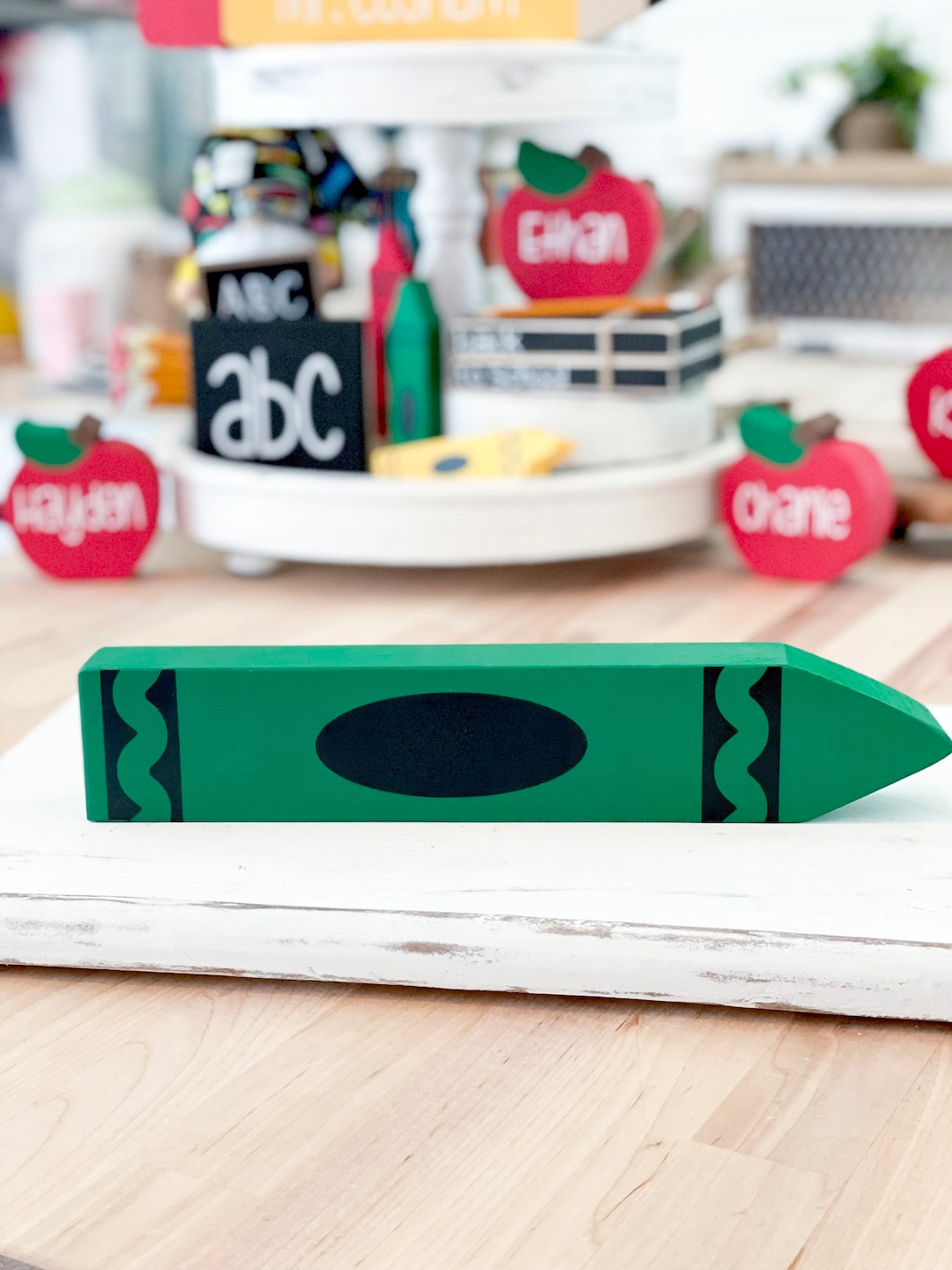 Wood Crayon, Back to School Tiered Tray Decor, School Decor, Farmhouse ...
