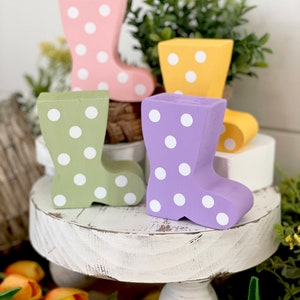 Wooden Rain Boot, Spring Decor, Summer Decor, Spring Tiered Tray ...