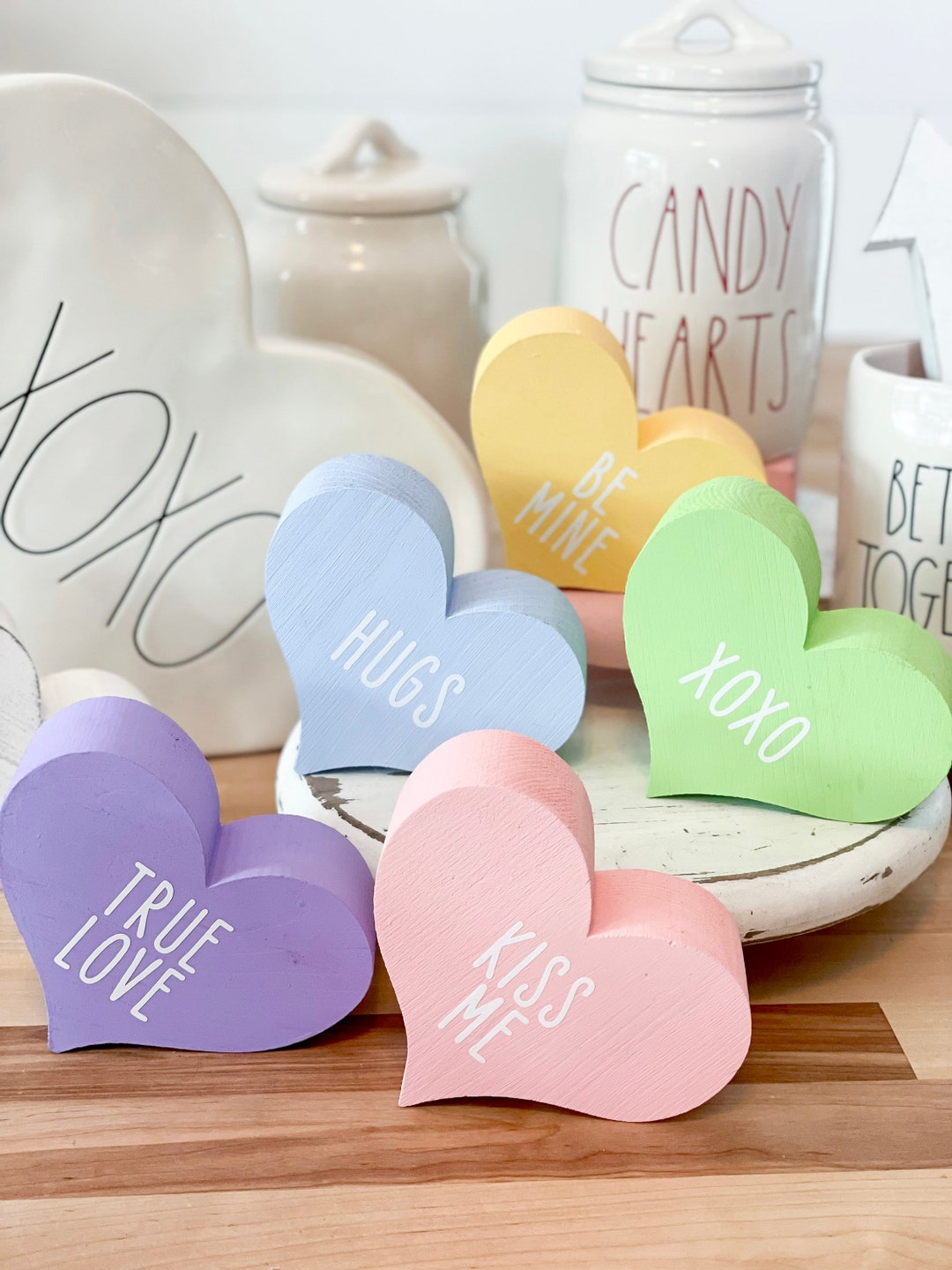 Conversation Hearts, Wooden Heart, Heart Decor, Valentine’s Decor ...