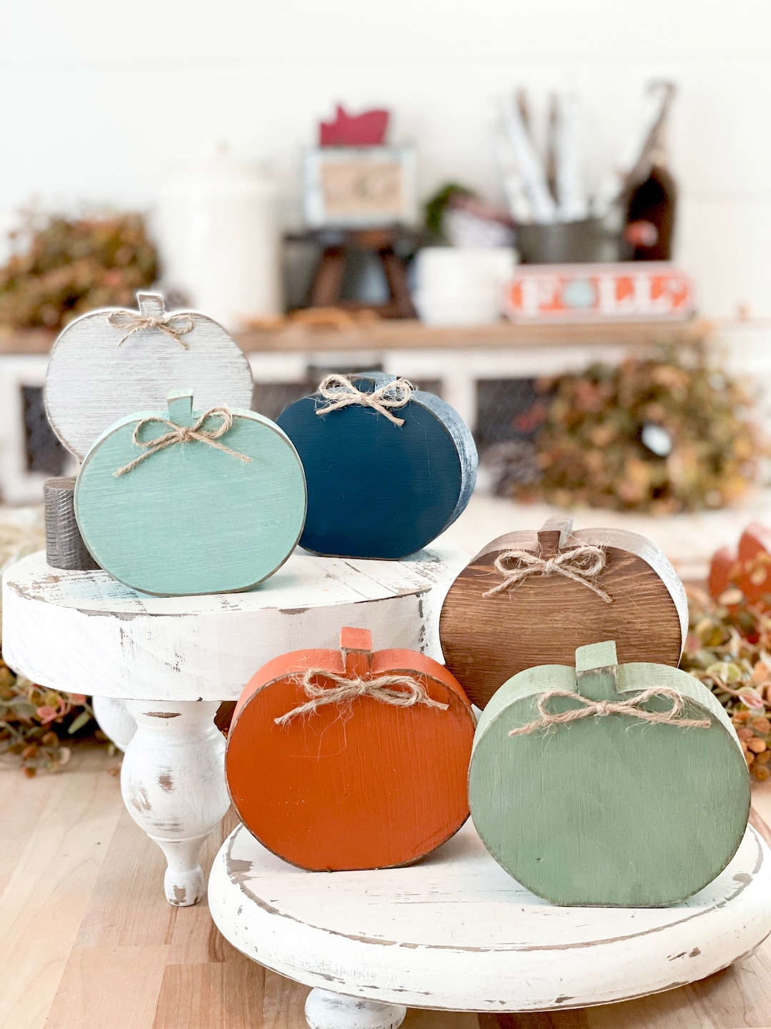 Pumpkins, Wood Pumpkin, Fall Tiered Tray Decor, Fall Decor, Pumpkin ...