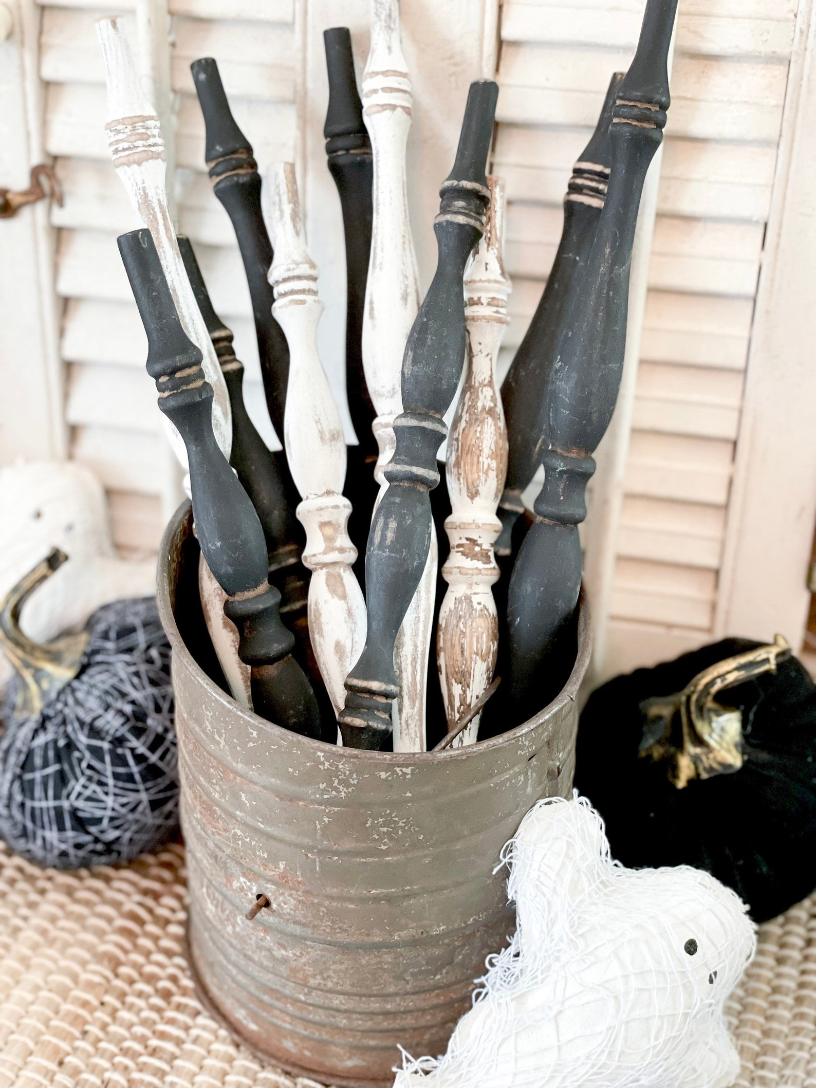 Wood Spindles Halloween Decor Vintage Inspired Fall - Etsy