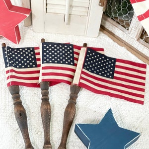 Spindle Flags, American Flag, Patriotic Decor, Vintage Spindles ...