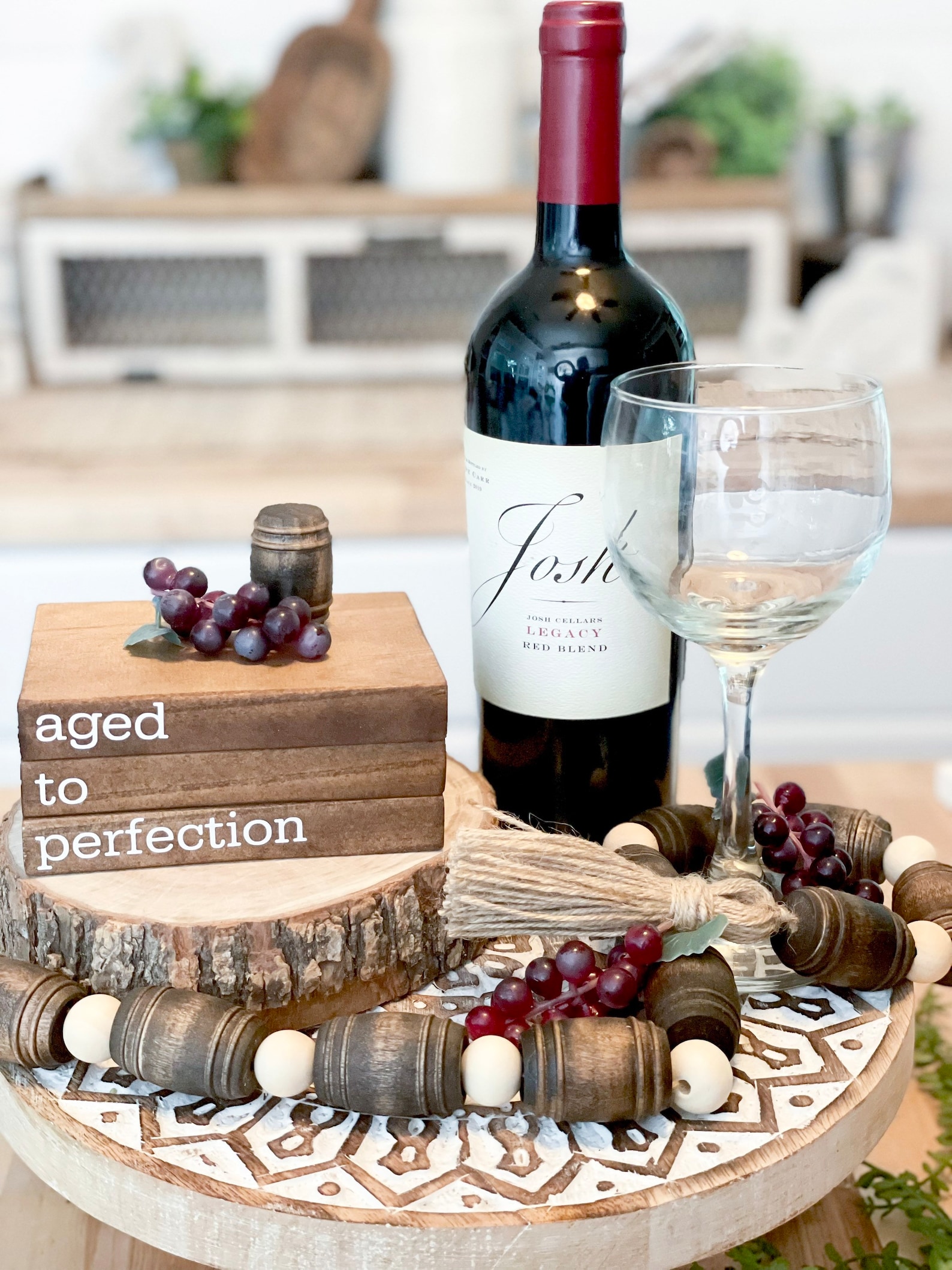 Wine Bookstack, Tiered Tray Decor, Wine Decor, Uncork and Unwind, Wine ...