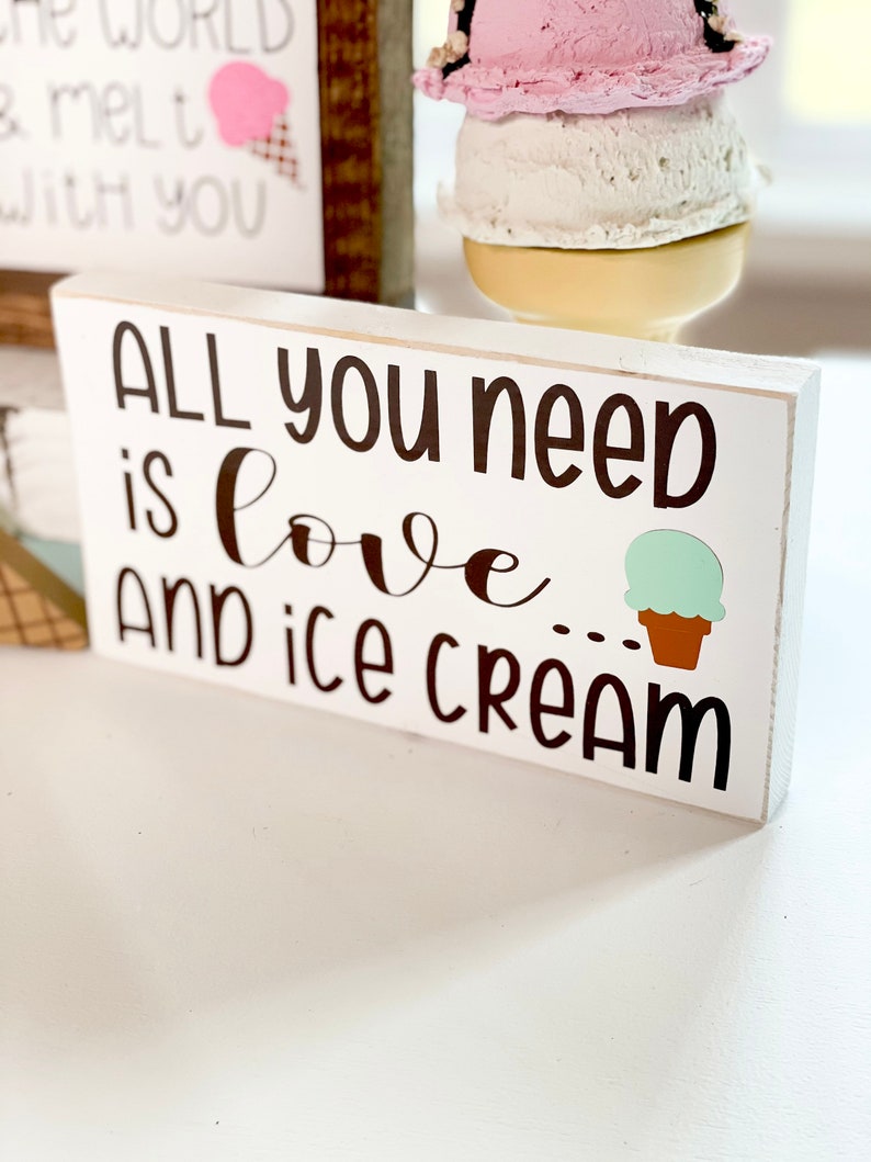 Ice Cream Decor, Ice Cream Sign, Farmhouse, Ice Cream Tiered Tray, Wood ...