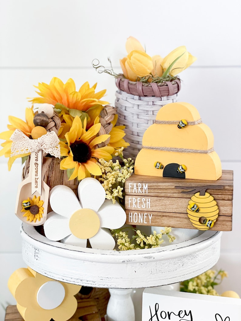 Wooden Bee Hive Bee Decor Bee Hive Bee Theme Bee Tiered | Etsy