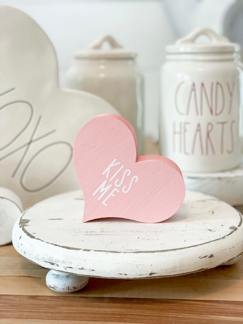 Conversation Hearts, Wooden Heart, Heart Decor, Valentine’s Decor ...
