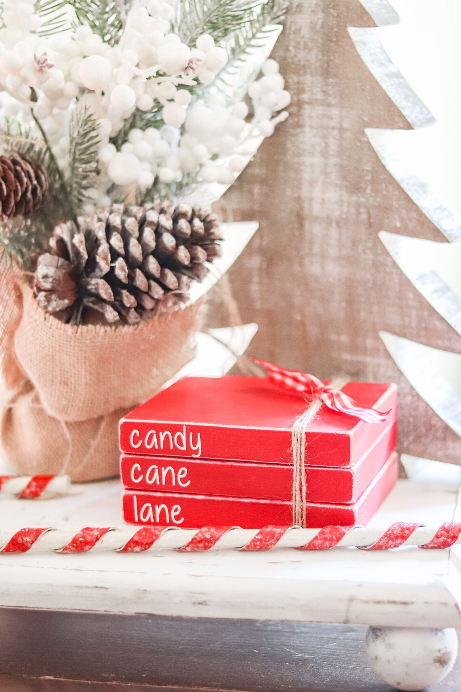 Mini bookstack tiered tray decor bookstacks farmhouse | Etsy