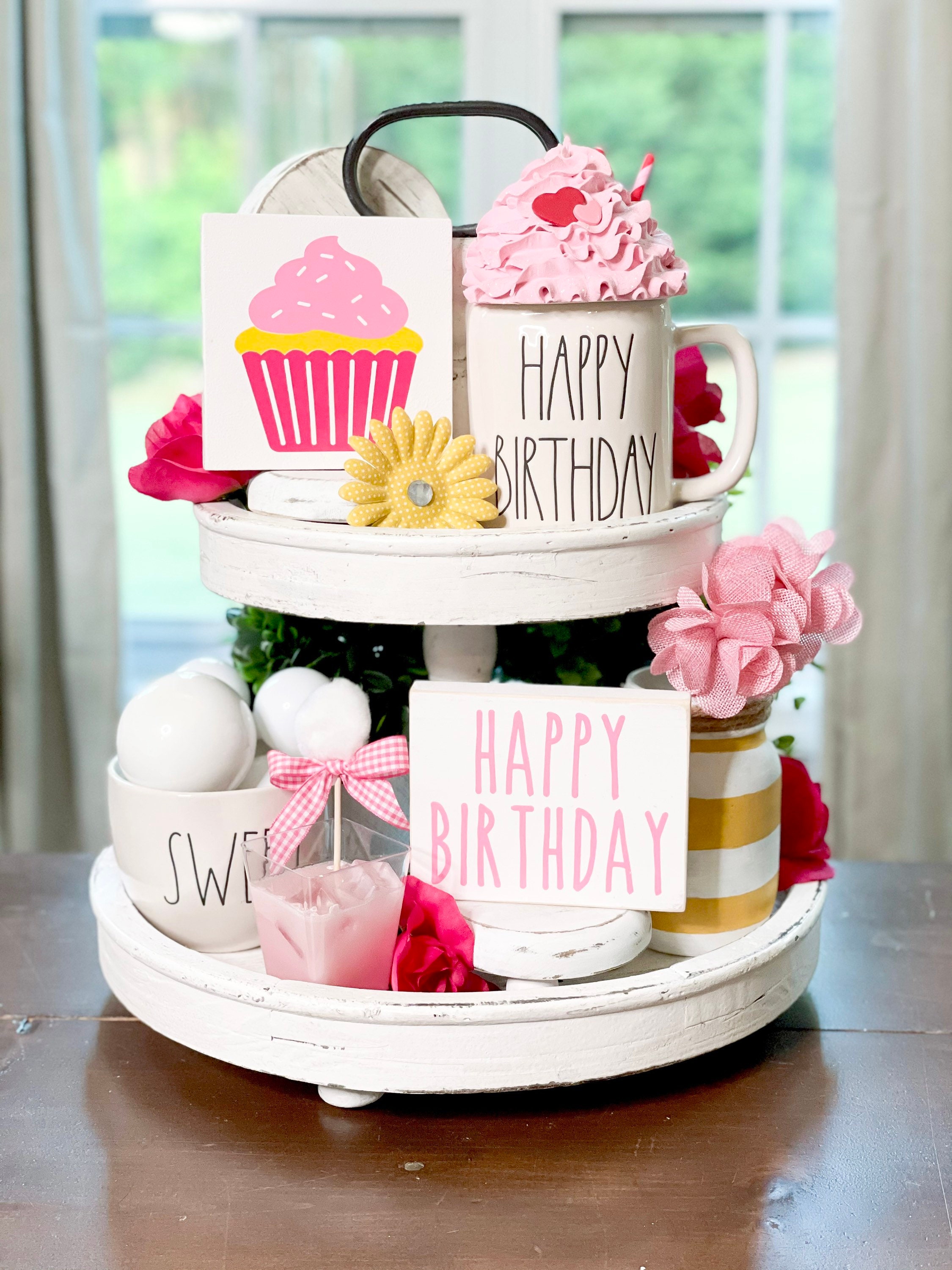 Birthday Decor, Happy Birthday Sign, Farmhouse Signs, Birthday Tiered ...