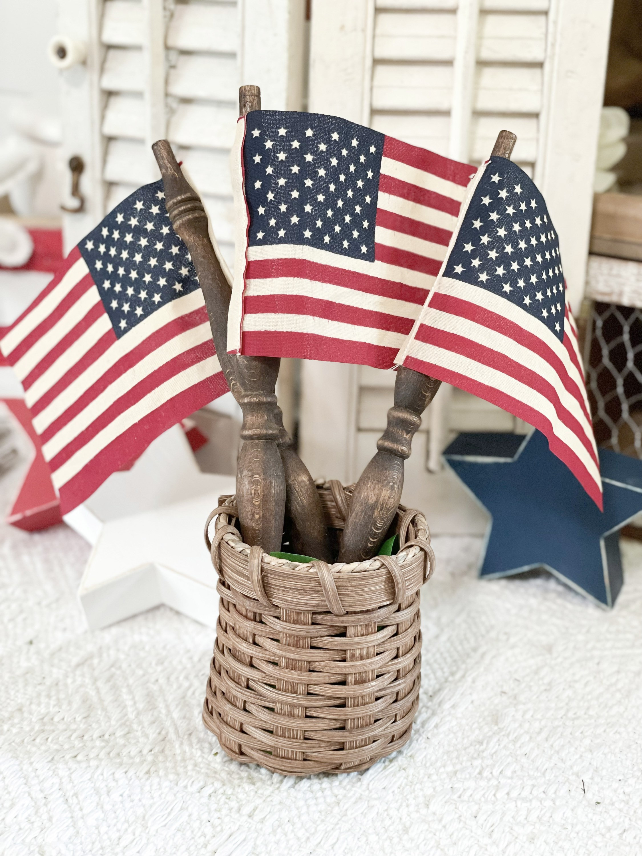 Spindle Flags, American Flag, Patriotic Decor, Vintage Spindles ...