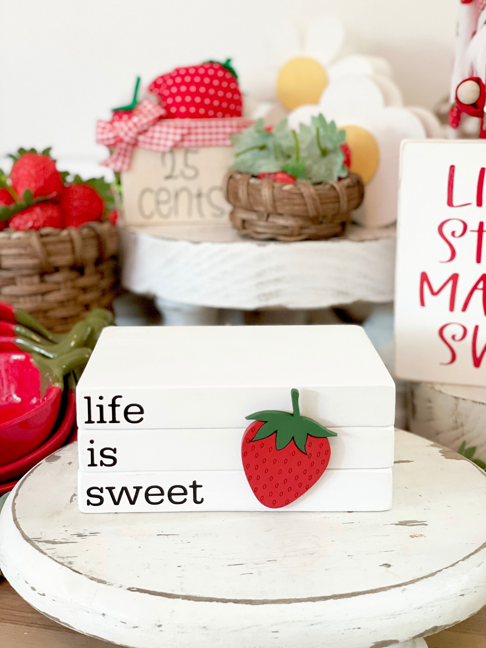 Strawberry Decor Strawberry Bookstack Summer Bookstack - Etsy