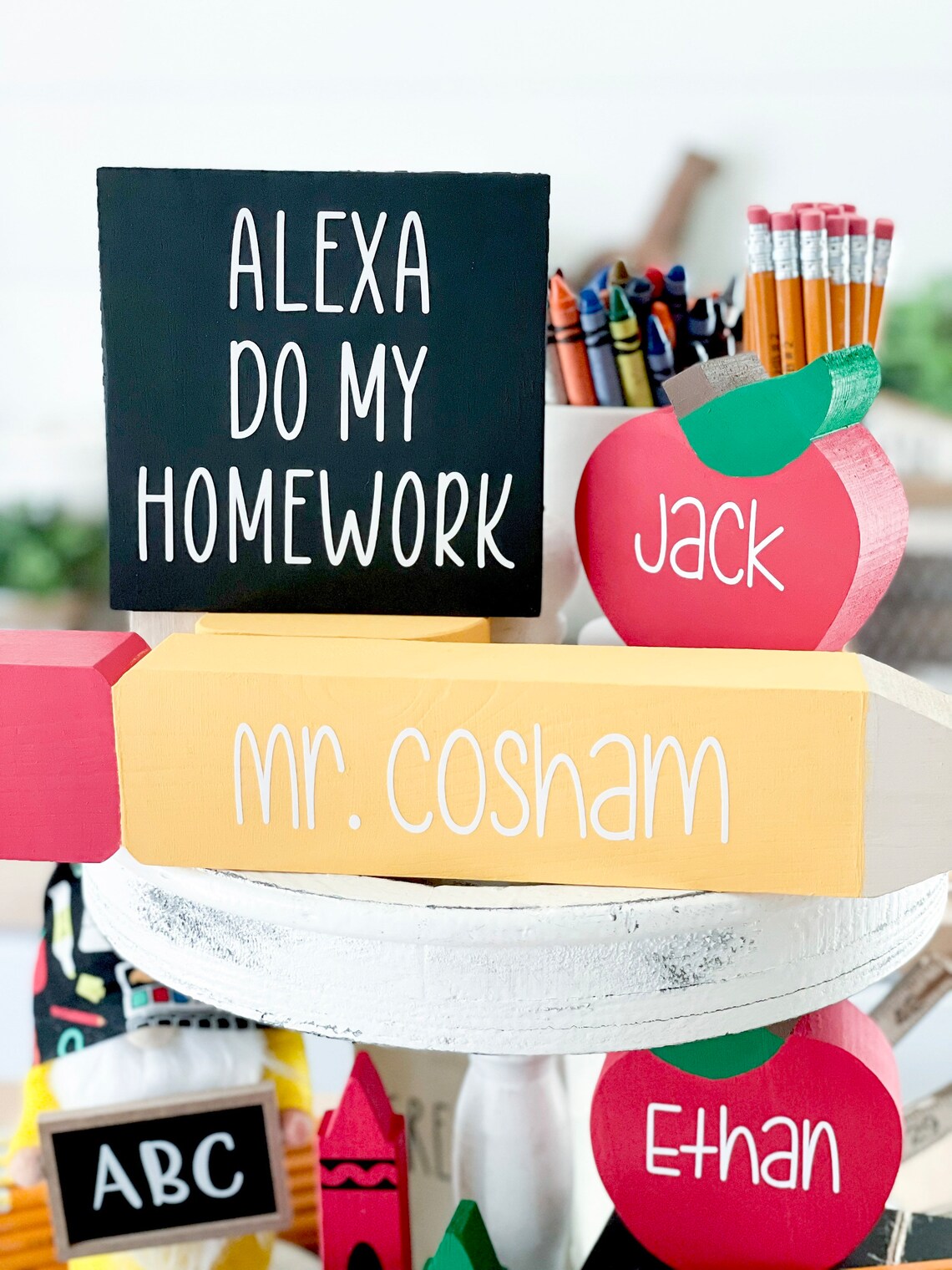 Wood Pencil Back to School Tiered Tray Decor School Decor - Etsy