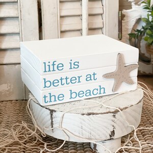 Beach Bookstack, Beach Decor, Summer Decor, Beach Theme, Tiered Tray ...