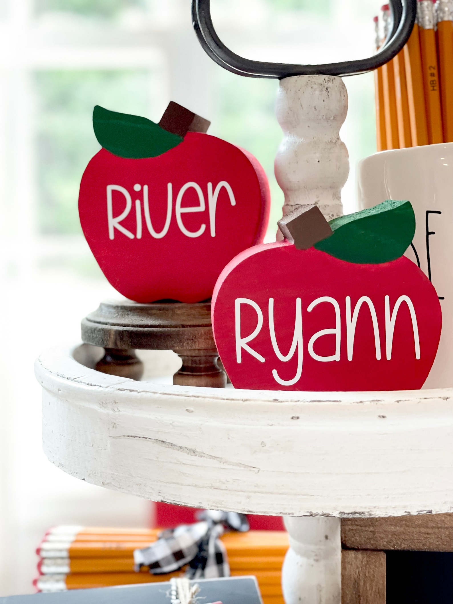 Wood Apple Back to School Tiered Tray Decor School Decor | Etsy