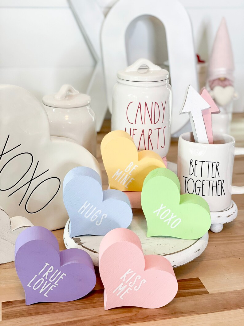 Conversation Hearts Wooden Heart Heart Decor Valentines | Etsy