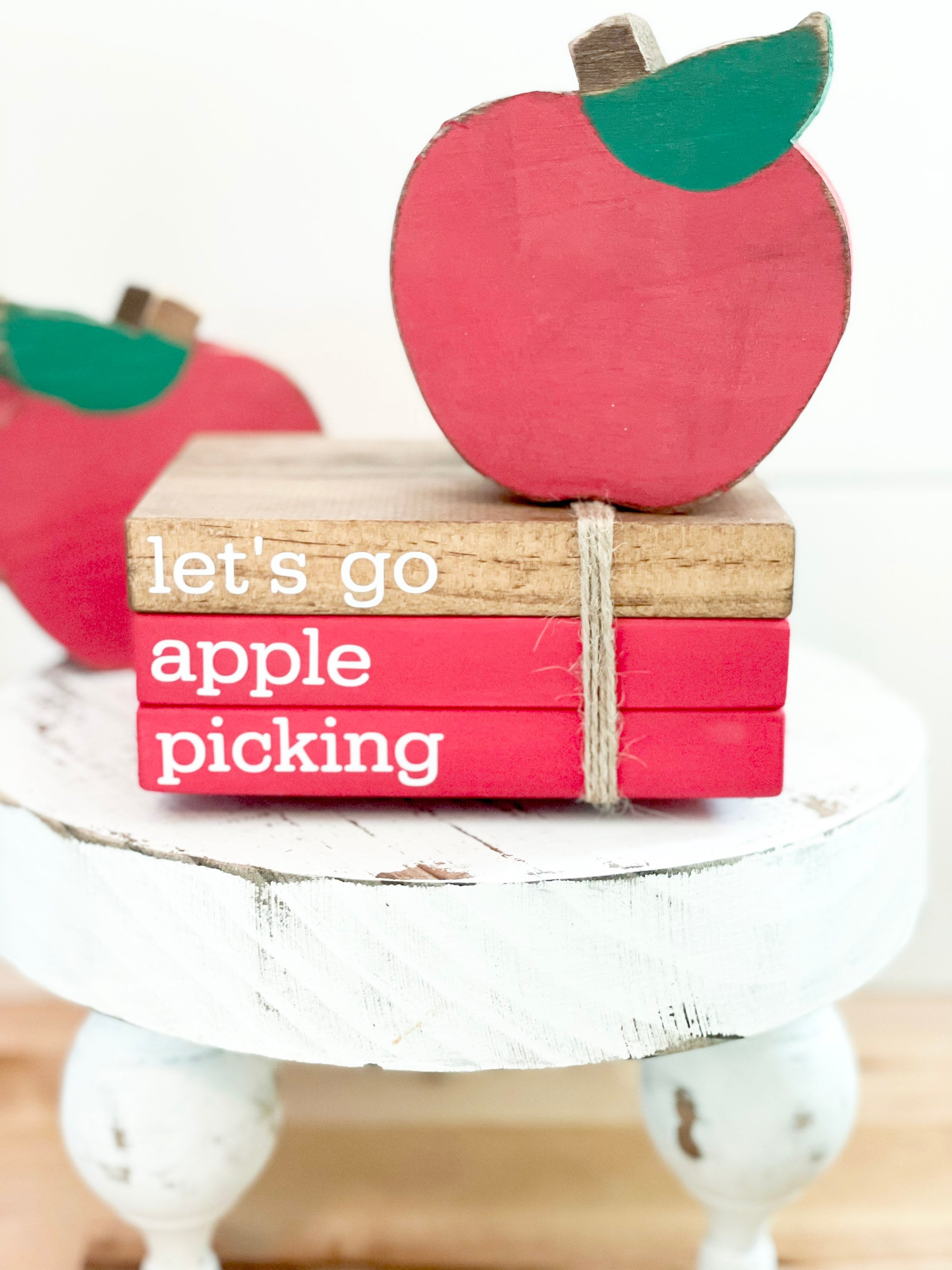 Apple Decor Apple Bookstack Tiered Tray Decor Apple Tiered - Etsy