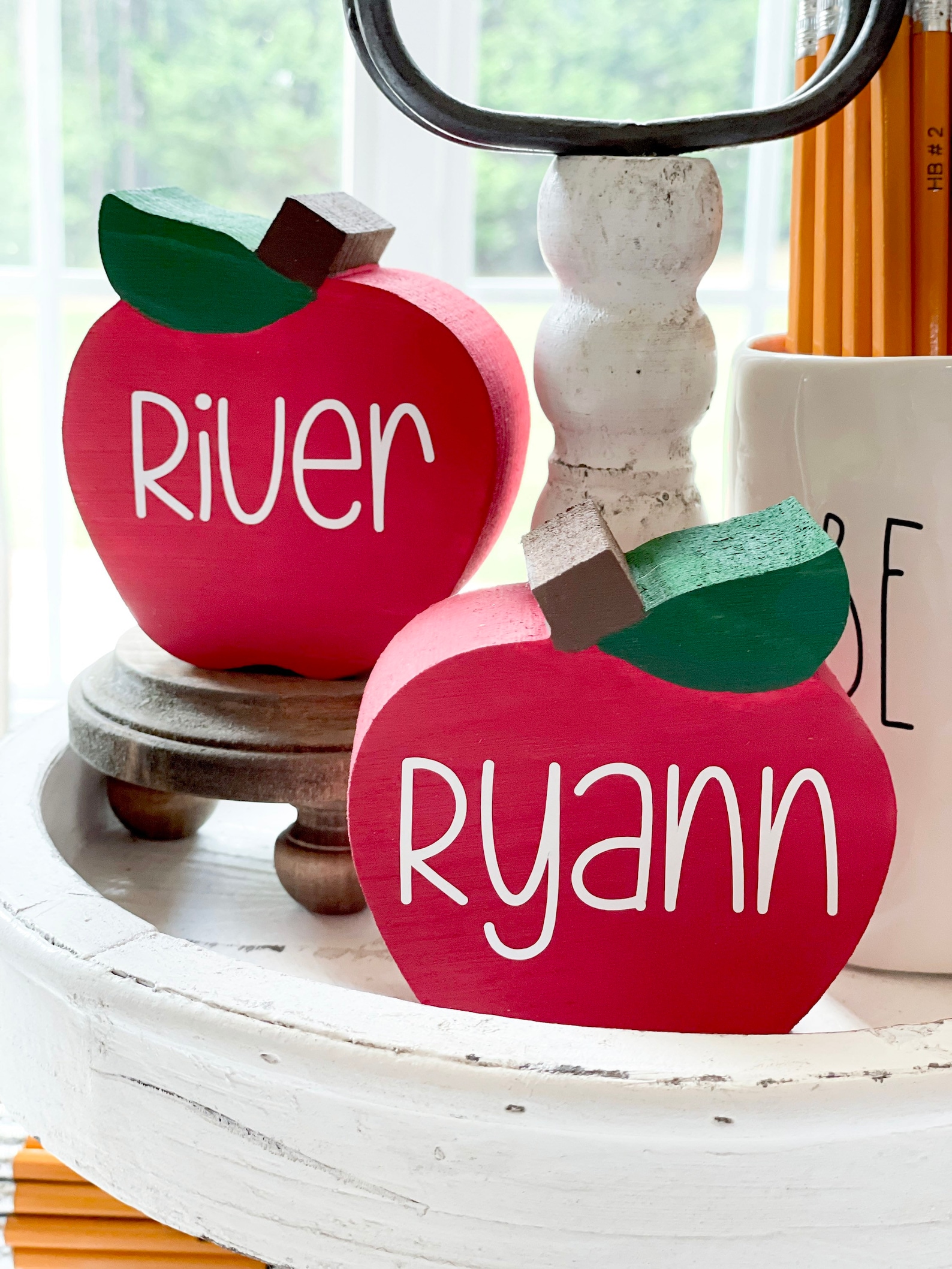 Wood Apple Back to School Tiered Tray Decor School Decor | Etsy