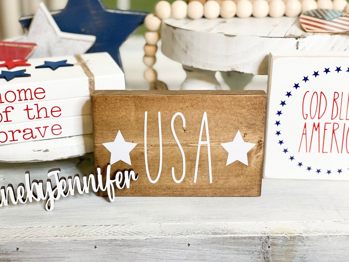 Patriotic Decor USA Sign Farmhouse Signs Patriotic Signs | Etsy