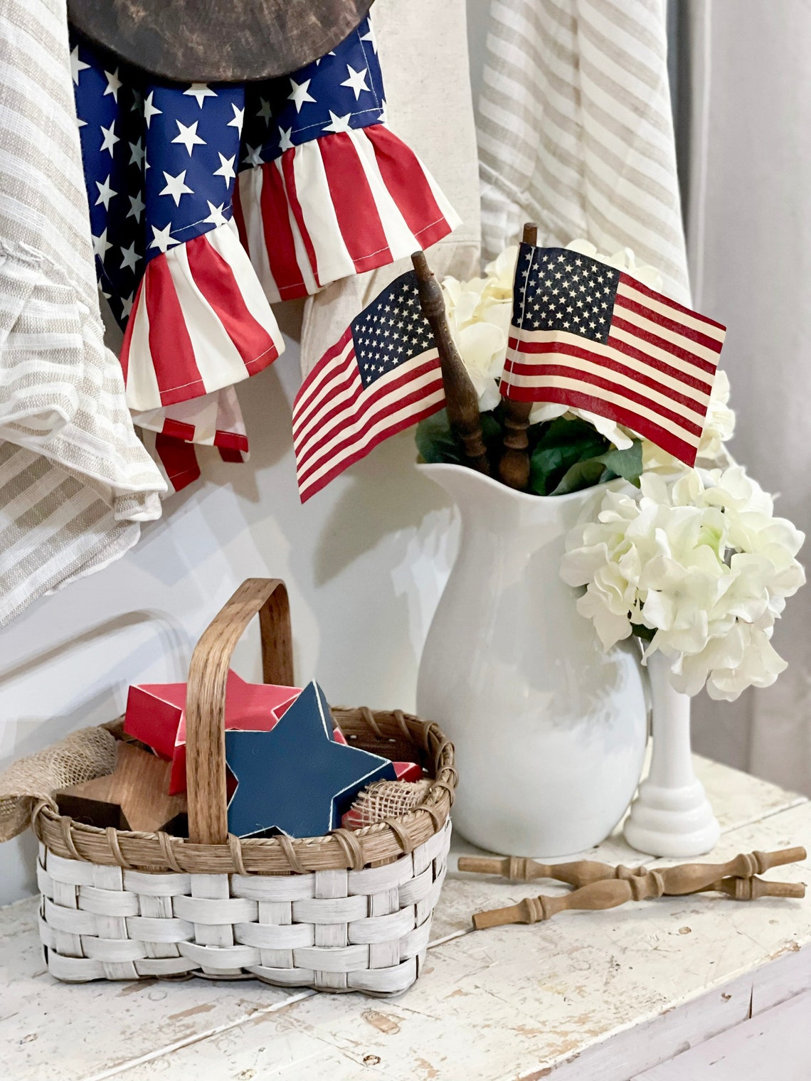 Spindle Flags, American Flag, Patriotic Decor, Vintage Spindles ...