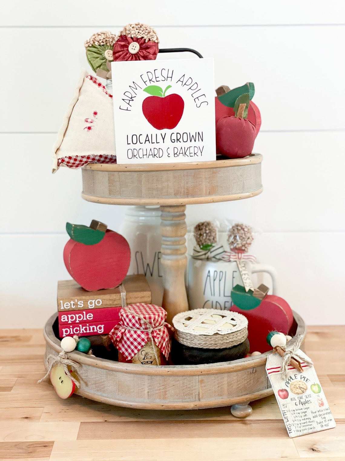 Apples Wooden Apples Fall Tiered Tray Decor Fall Decor | Etsy