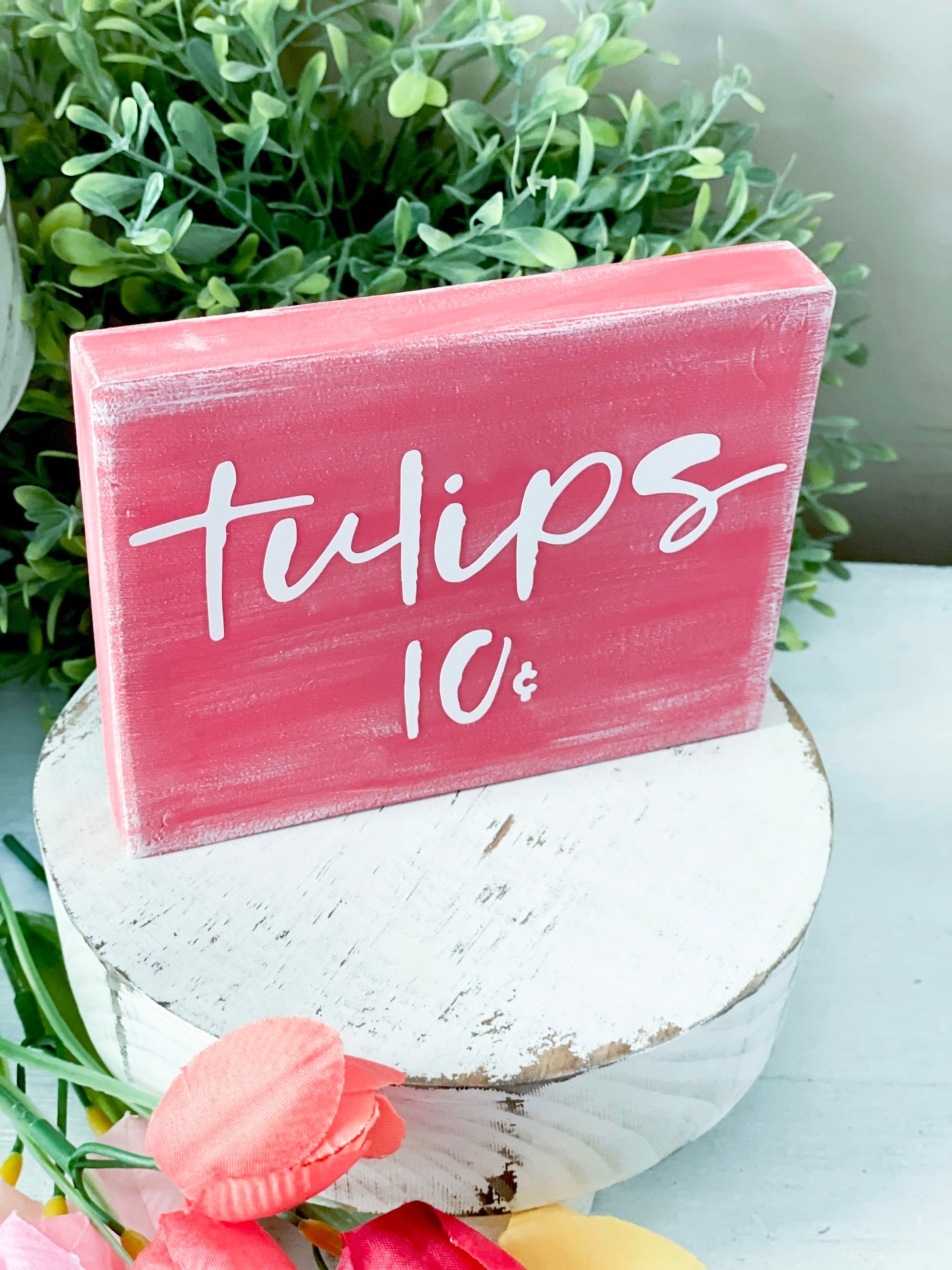 Flower sign spring sign spring tiered tray decor tiered | Etsy