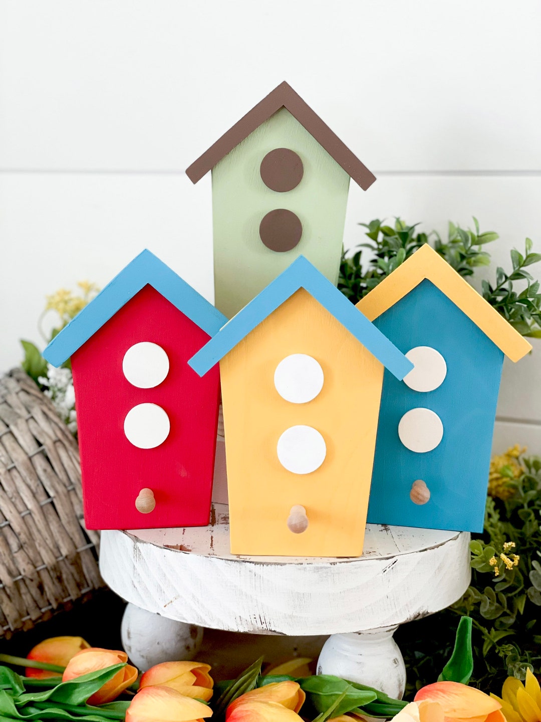 Decorative Wood Birdhouse, Garden Theme Decor, Spring Decor, Summer ...