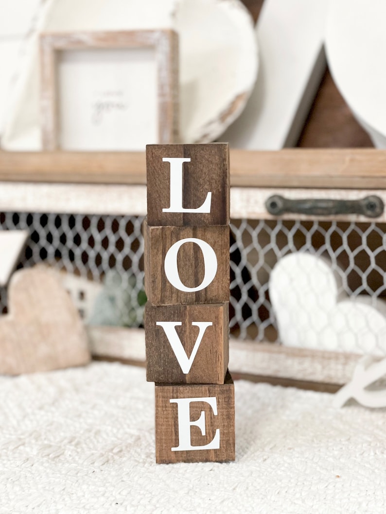 Love Blocks, Valentine Decor, Tiered Tray Decor, Farmhouse Valentines ...