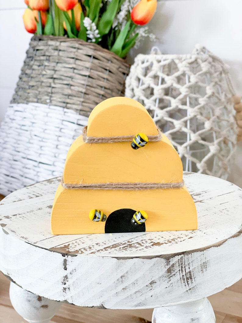 Wooden Bee Hive, Bee Decor, Bee Hive, Bee Theme, Bee Tiered Tray, Bees ...