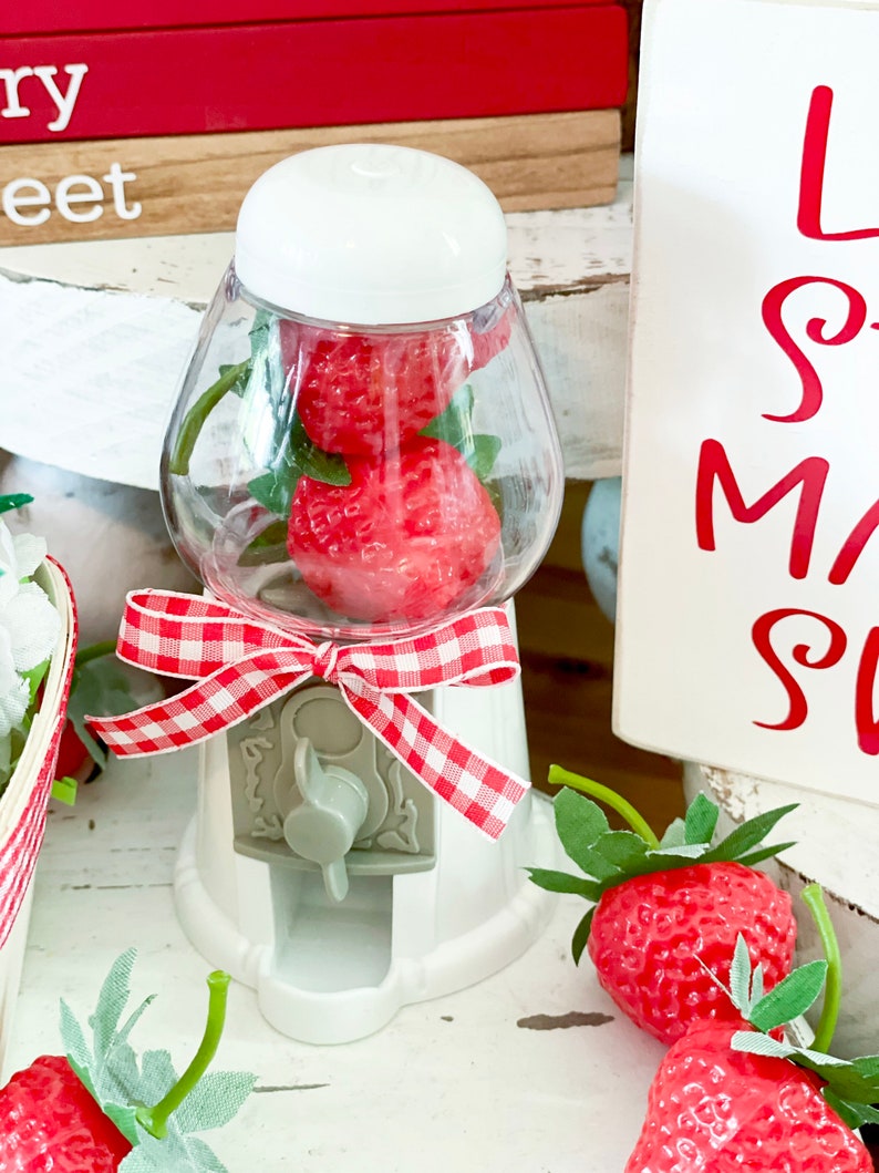 Mini Gum Ball Machine, Strawberry Gum Ball Machine, Tiered Tray Decor ...