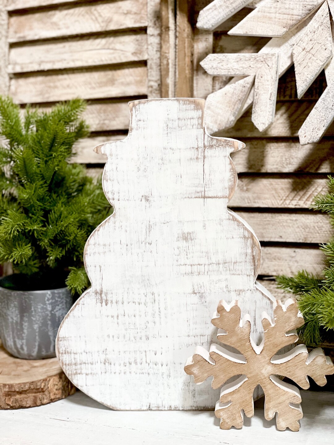Snowman Riser, Wood Snowman, Handmade Snowman, Winter Decor, Farmhouse ...