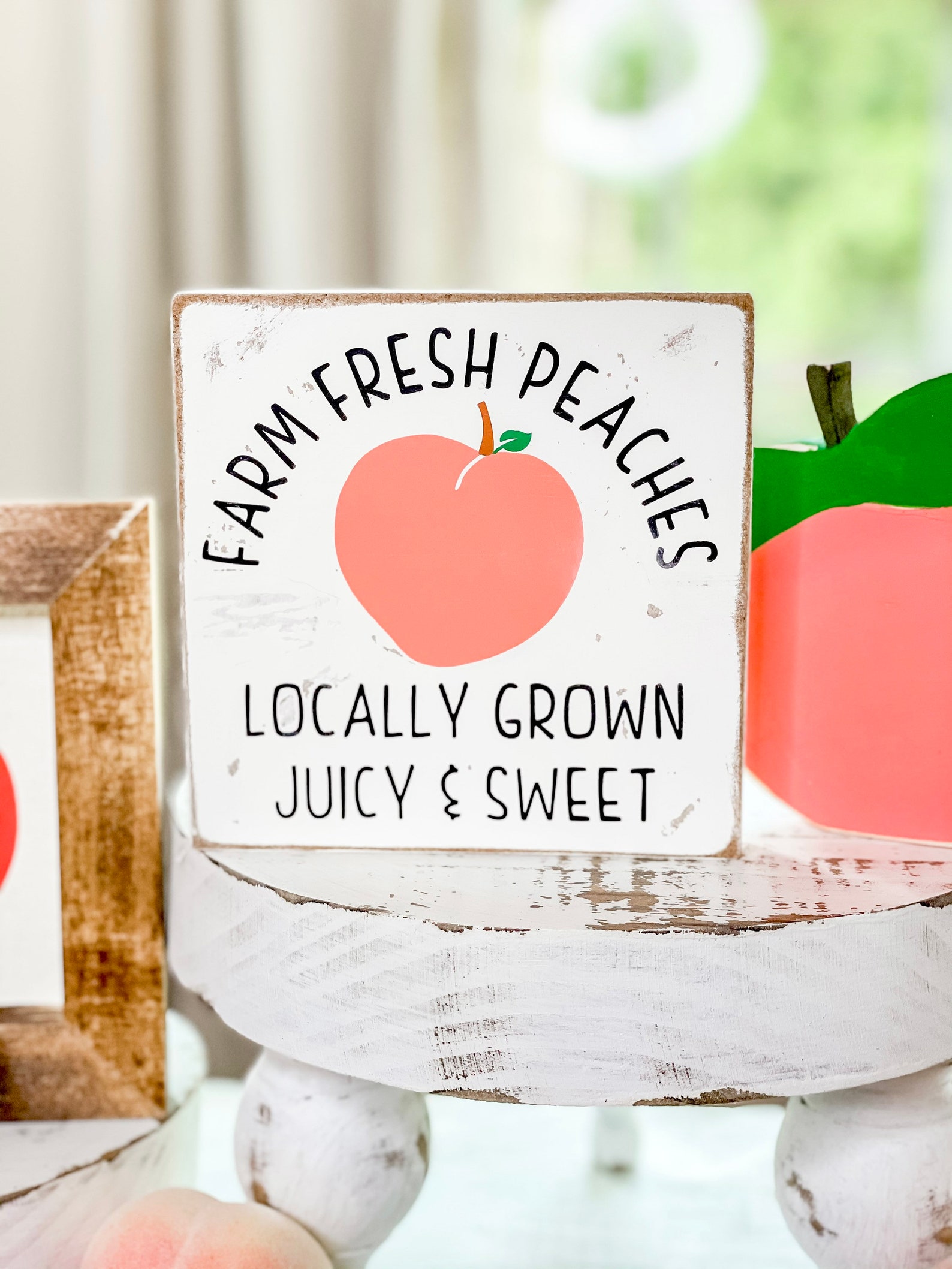 Peach Sign Spring Sign Spring Tiered Tray Decor Tiered Tray - Etsy