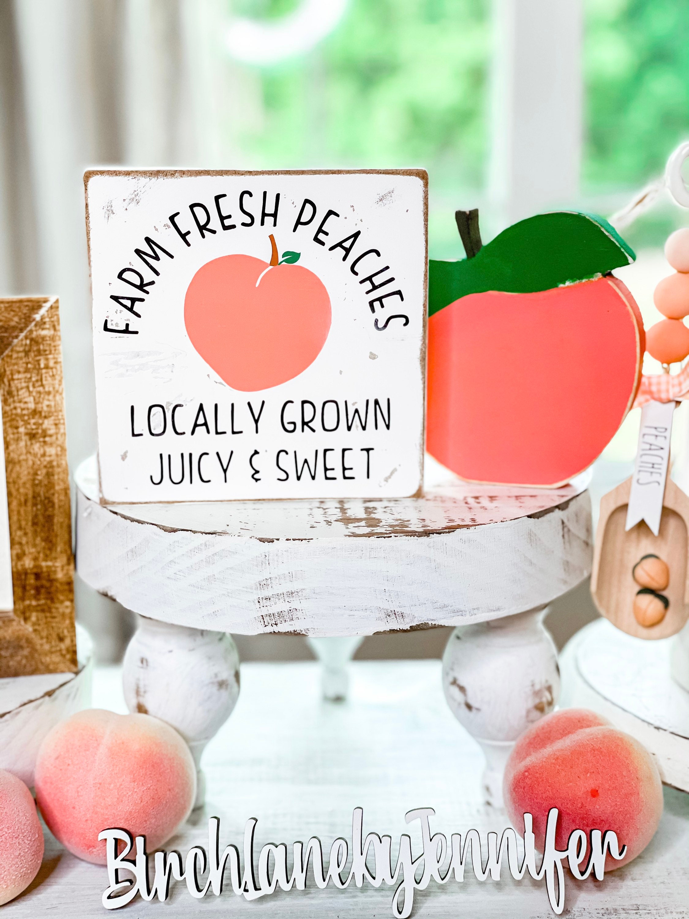 Peach Sign Spring Sign Spring Tiered Tray Decor Tiered Tray - Etsy