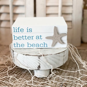 Beach Bookstack, Beach Decor, Summer Decor, Beach Theme, Tiered Tray ...
