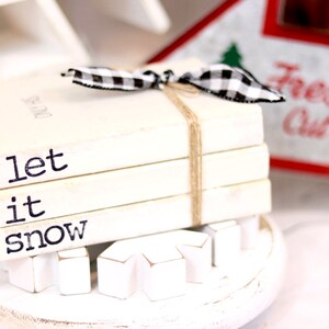 LET IT SNOW Christmas Bookstack, Christmas Decor, Stamped Books ...