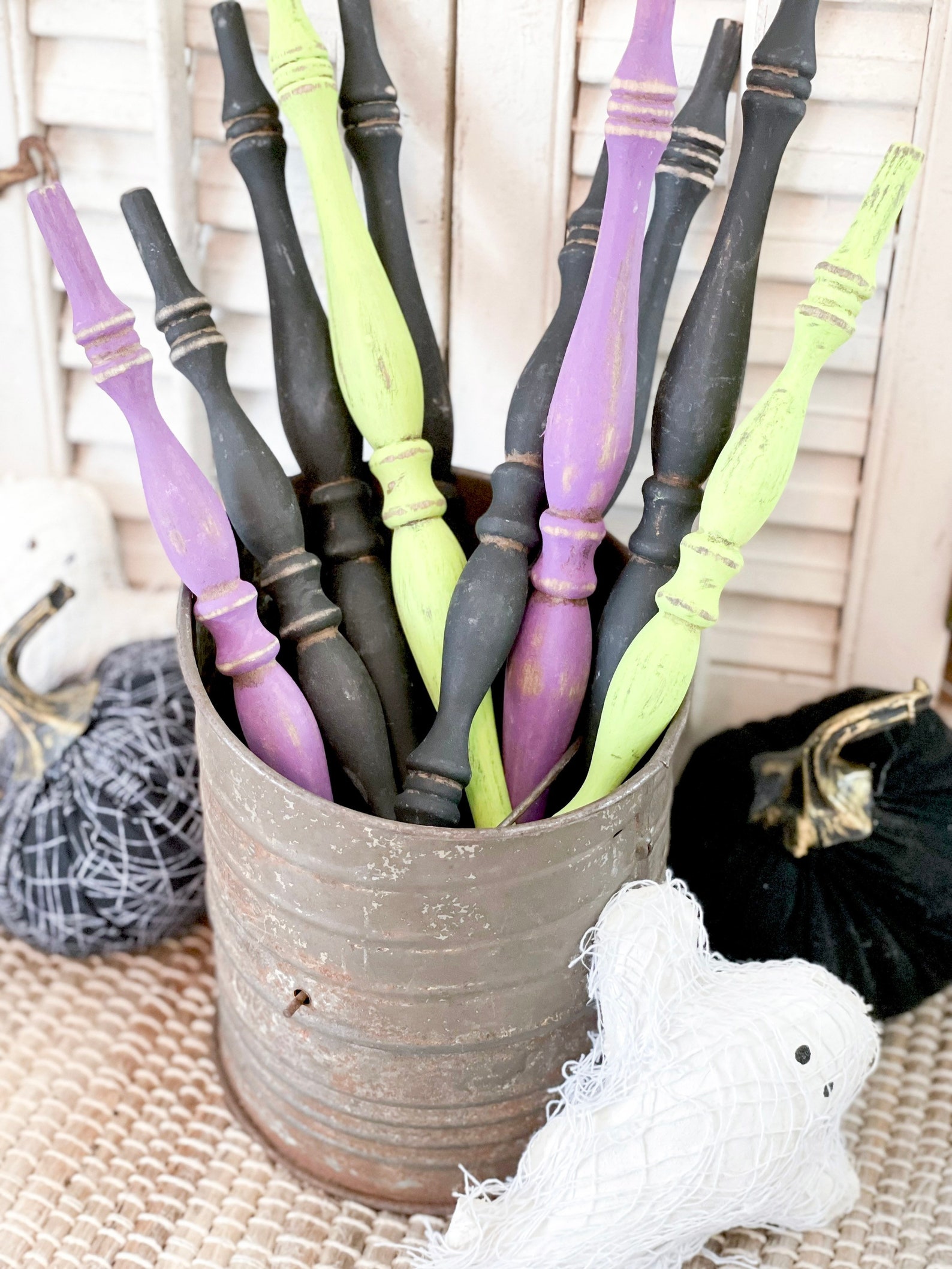 Wood Spindles Halloween Decor Vintage Inspired Fall - Etsy