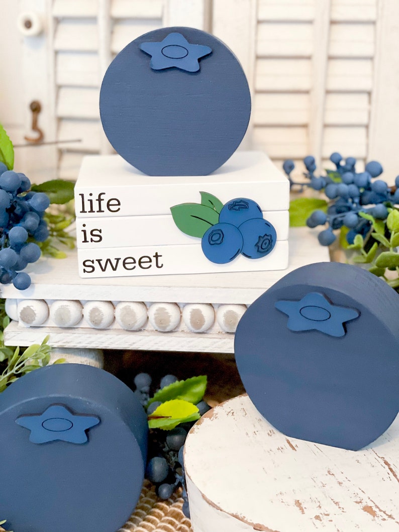Blueberry Decor Wood Blueberry Summer Decor Tiered Tray | Etsy