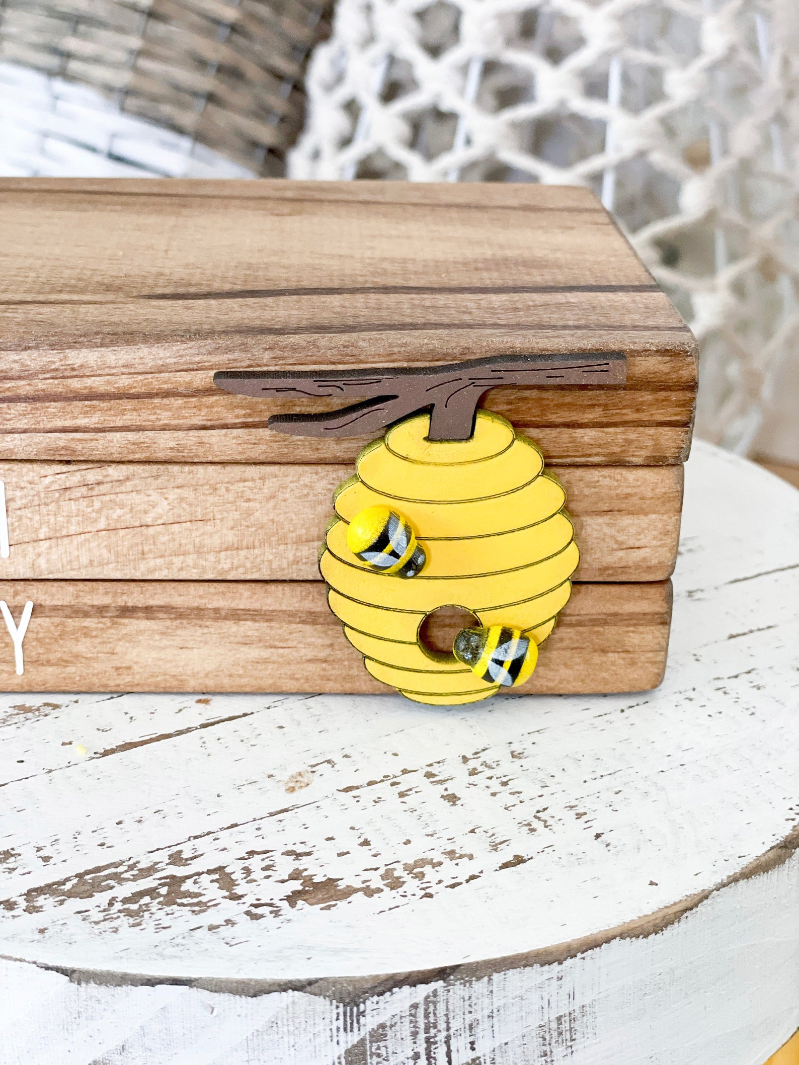 Bee Bookstack, Bee Decor, Bee Tiered Tray, Bee Theme, Summer Decor ...