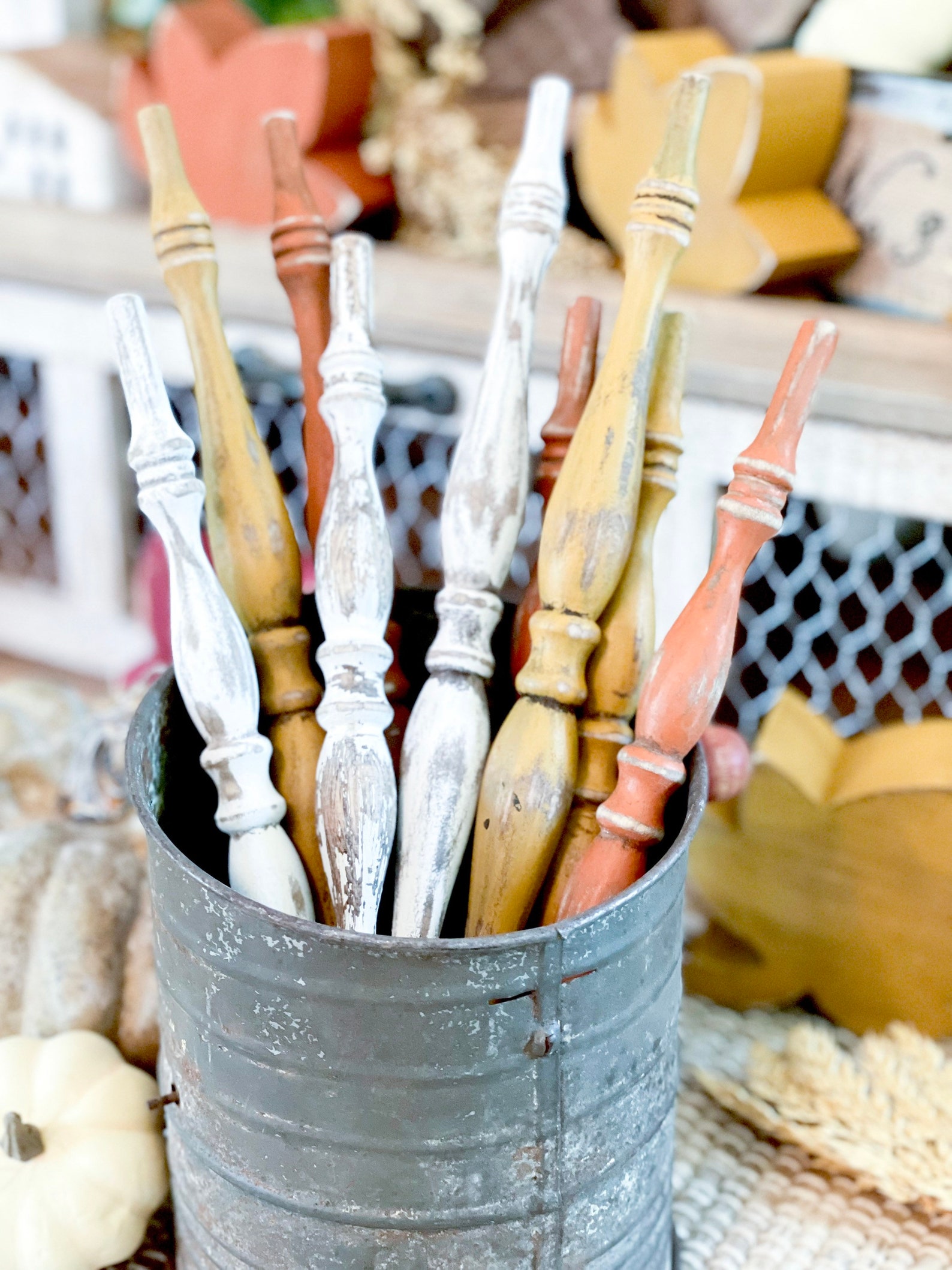 Wood Spindles, Fall Decor, Fall Display, Vintage Look Spindles, Vintage ...