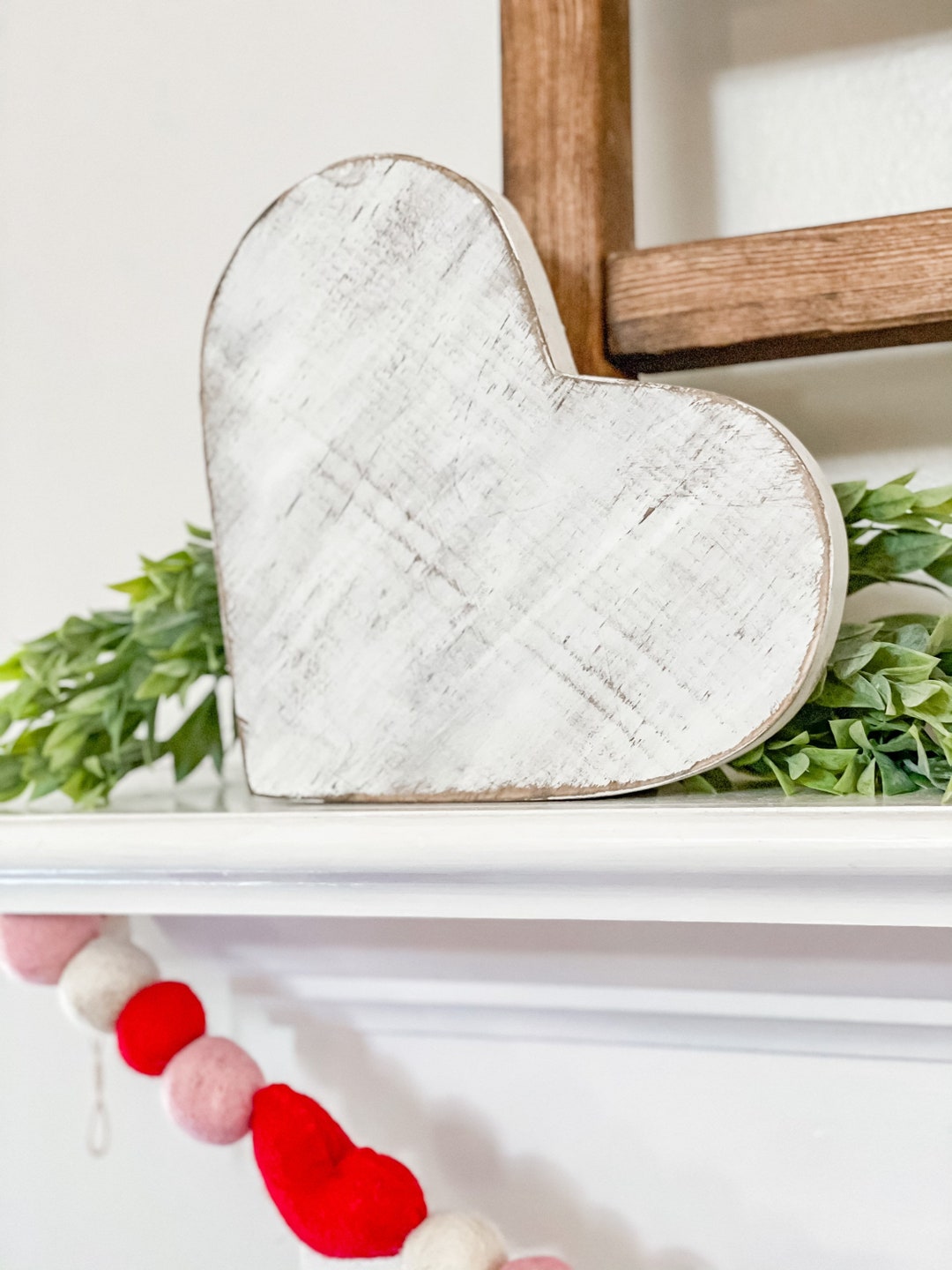 White Distressed Heart, Wooden Heart, Heart Decor, Valentine’s Decor - Etsy
