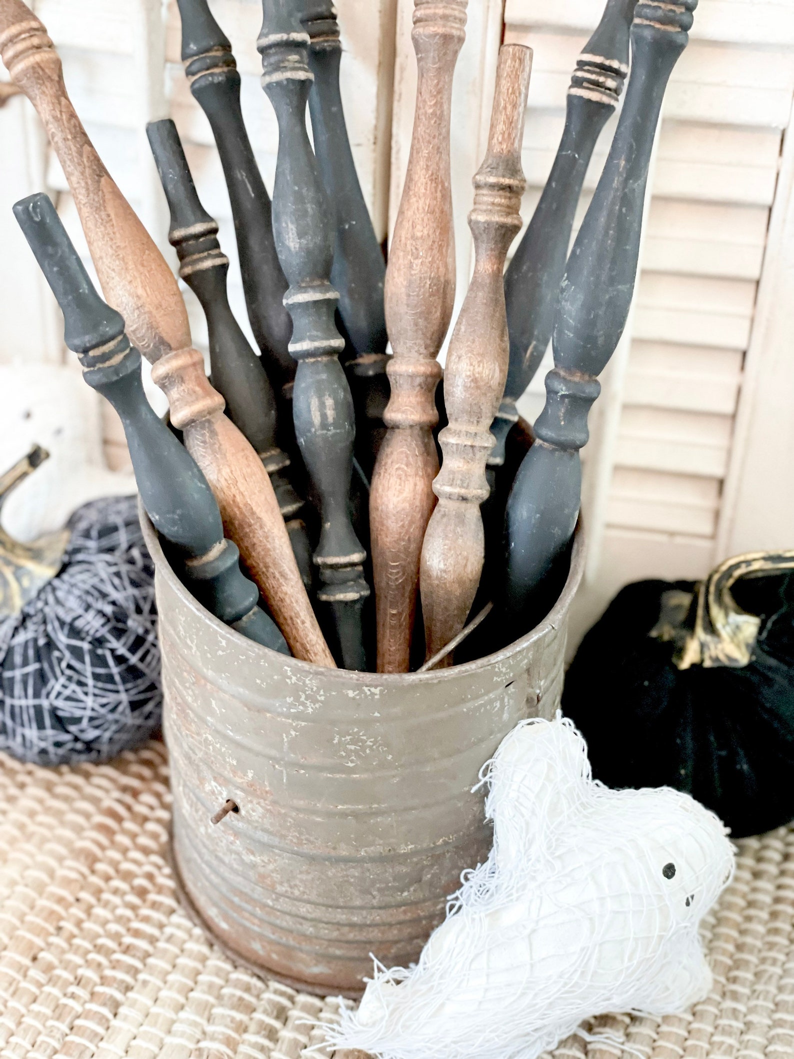 Wood Spindles Halloween Decor Vintage Inspired Fall - Etsy