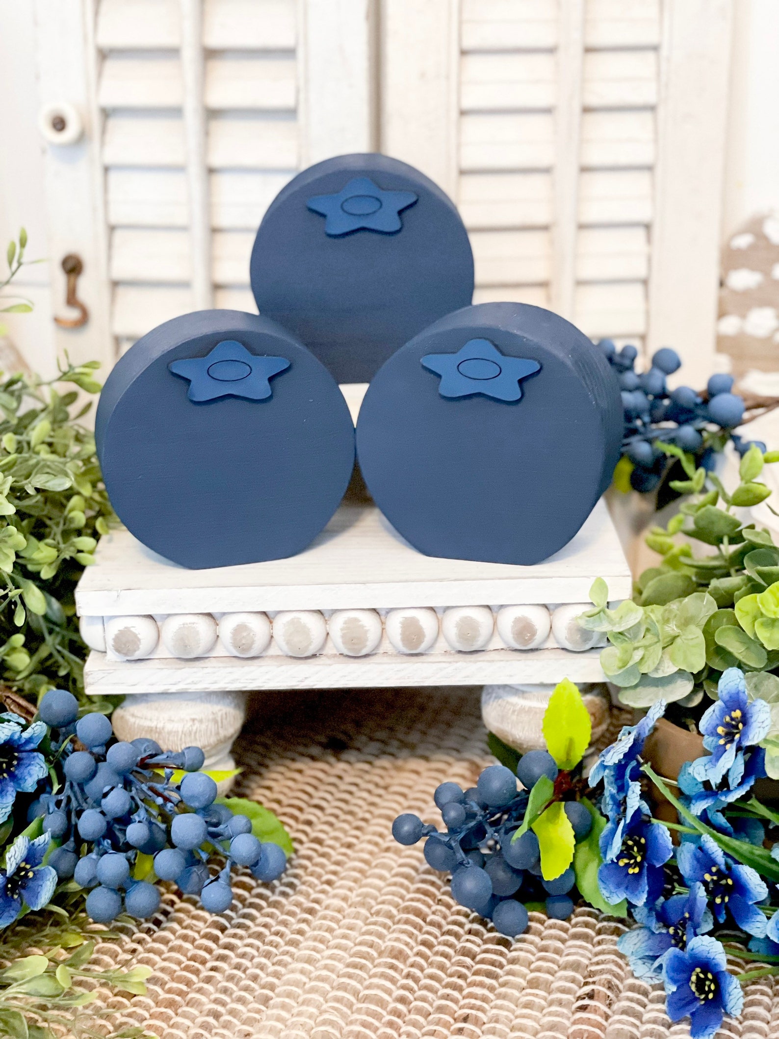 Blueberry Decor, Wood Blueberry, Summer Decor, Tiered Tray Decor ...
