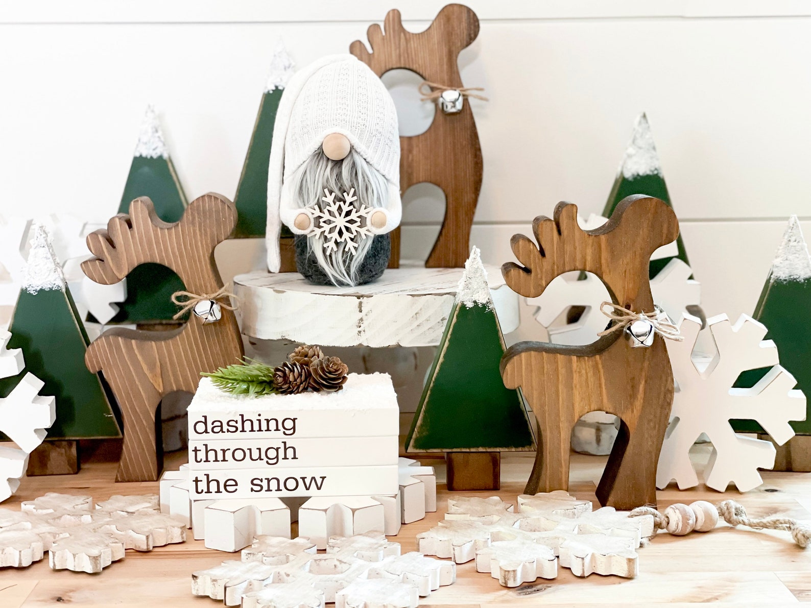 Wood Deer Woodland Christmas Deer Decor Winter Decor | Etsy