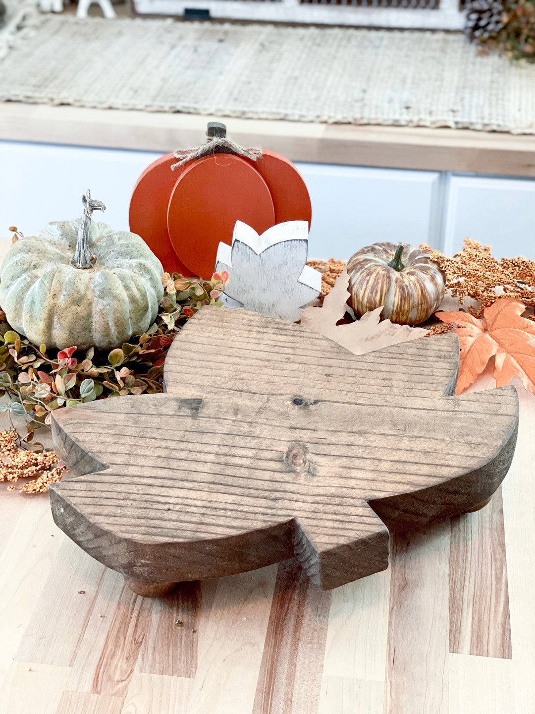 Leaf Shaped Riser, Maple Leaf, Farmhouse Riser, Fall Decor, Wood Leaf ...