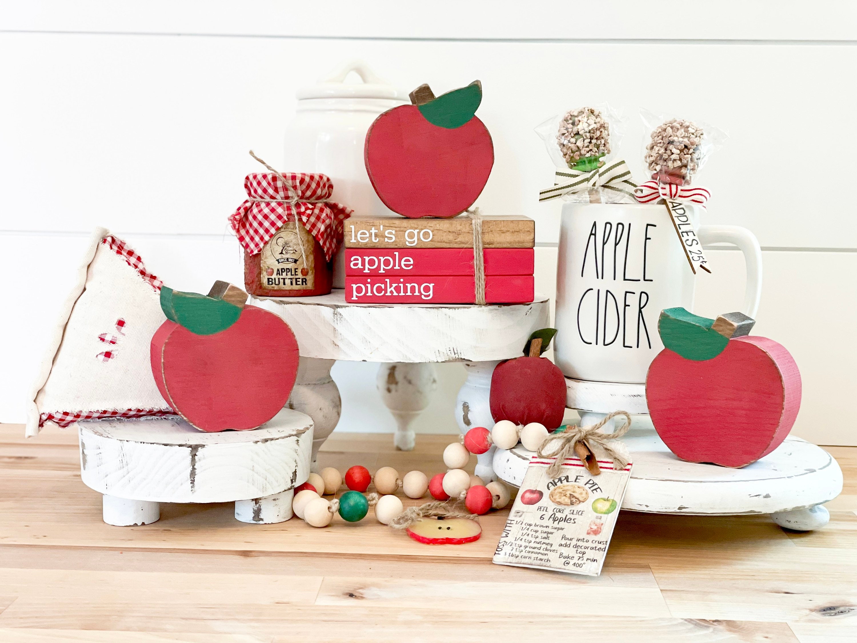 Apple Decor Apple Bookstack Tiered Tray Decor Apple Tiered - Etsy