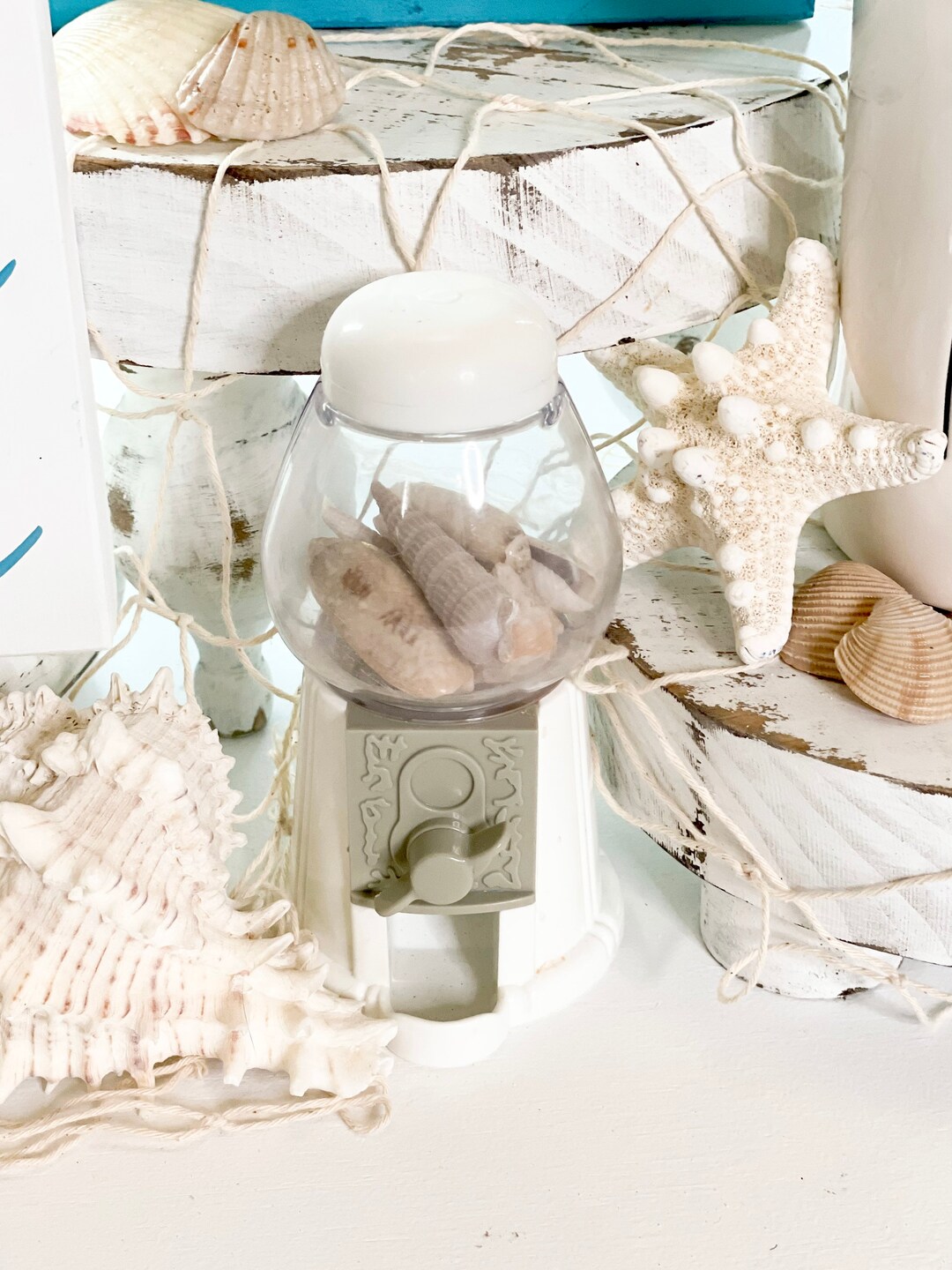 Mini Gum Ball Machine, Beach Gum Ball Machine, Tiered Tray Decor, Beach ...