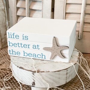 Beach Bookstack, Beach Decor, Summer Decor, Beach Theme, Tiered Tray ...