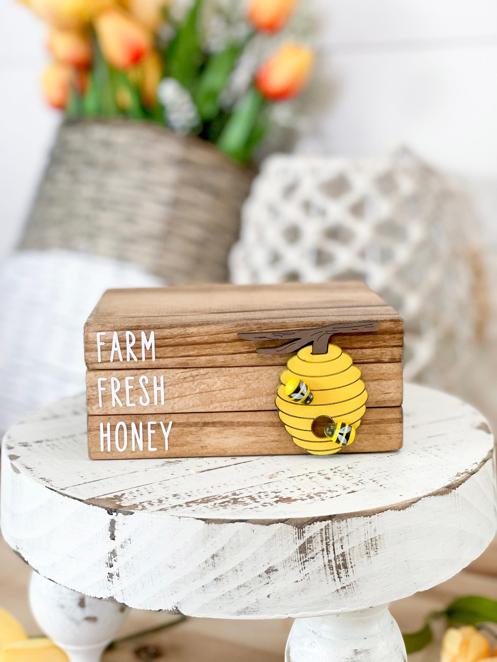 Bee Bookstack, Bee Decor, Bee Tiered Tray, Bee Theme, Summer Decor ...