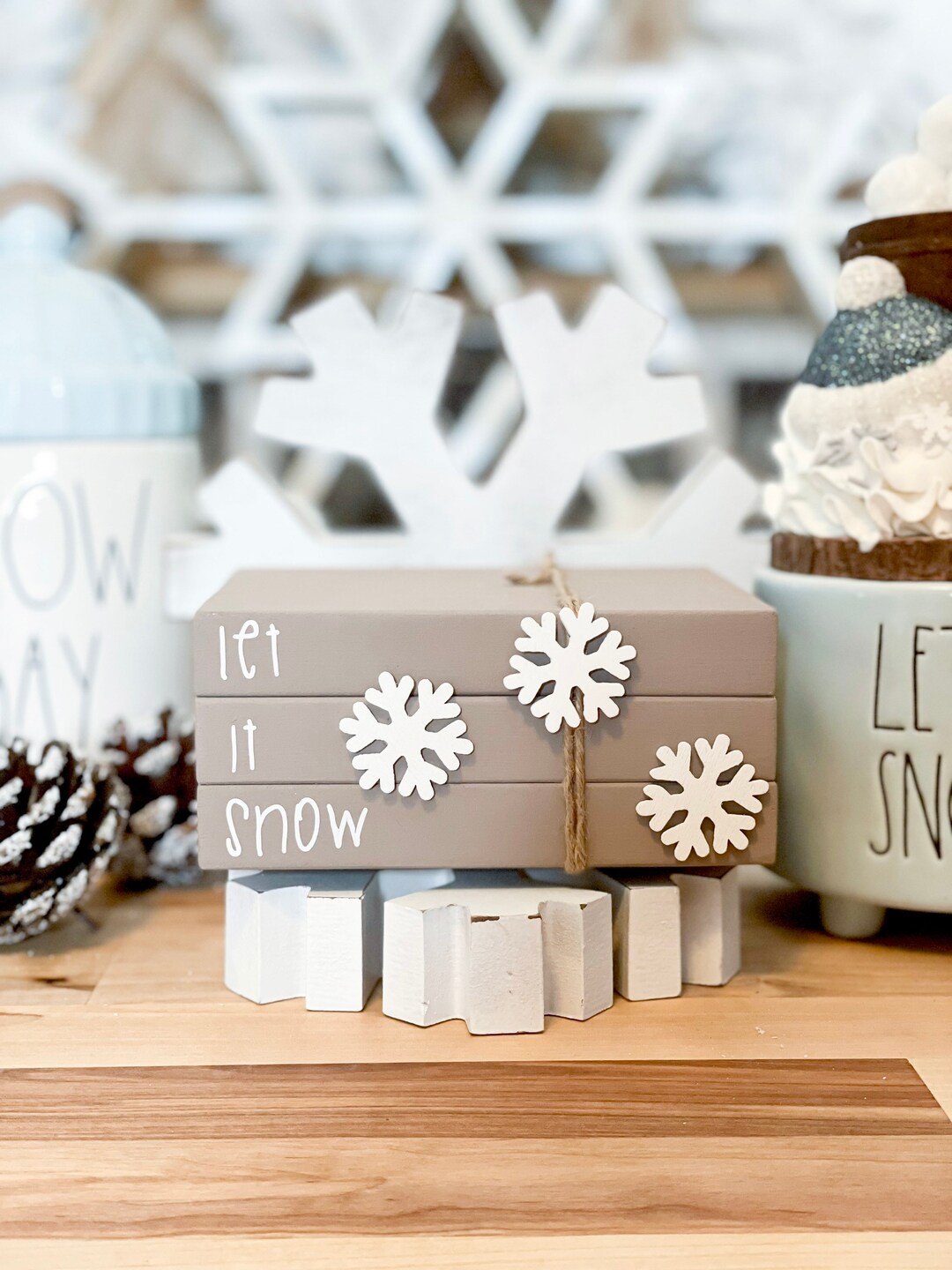 Winter Bookstack, Farmhouse Christmas, Christmas Decor, Christmas ...