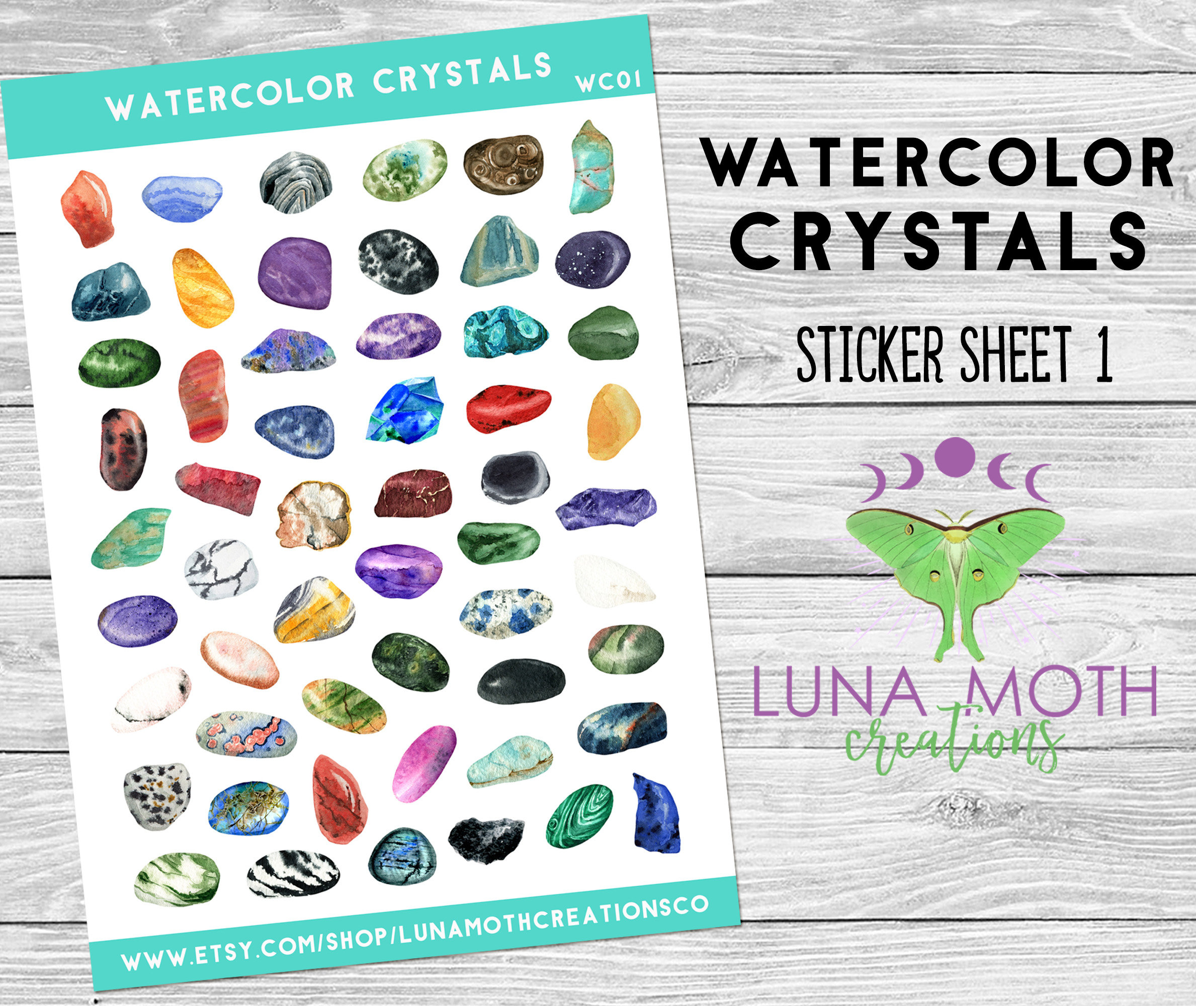 Watercolor Crystals Planner Sticker Bundle Crystal Stickers | Etsy