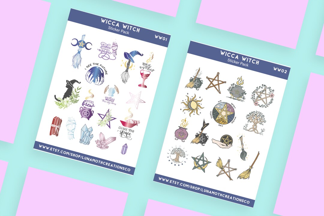 Wicca Witch Stickers Bundle Pack, Witchy Planner Stickers, Book of ...