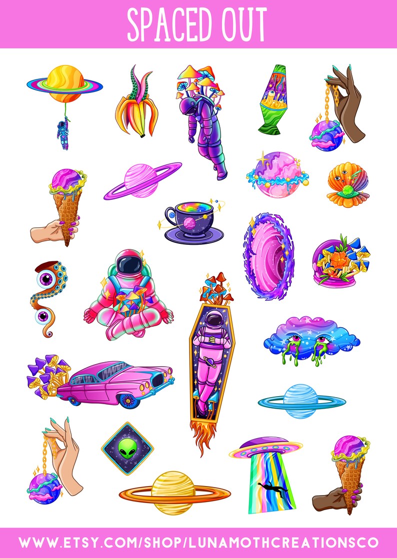 Spaced Out Planner Stickers Grimoire Stickers Book of - Etsy